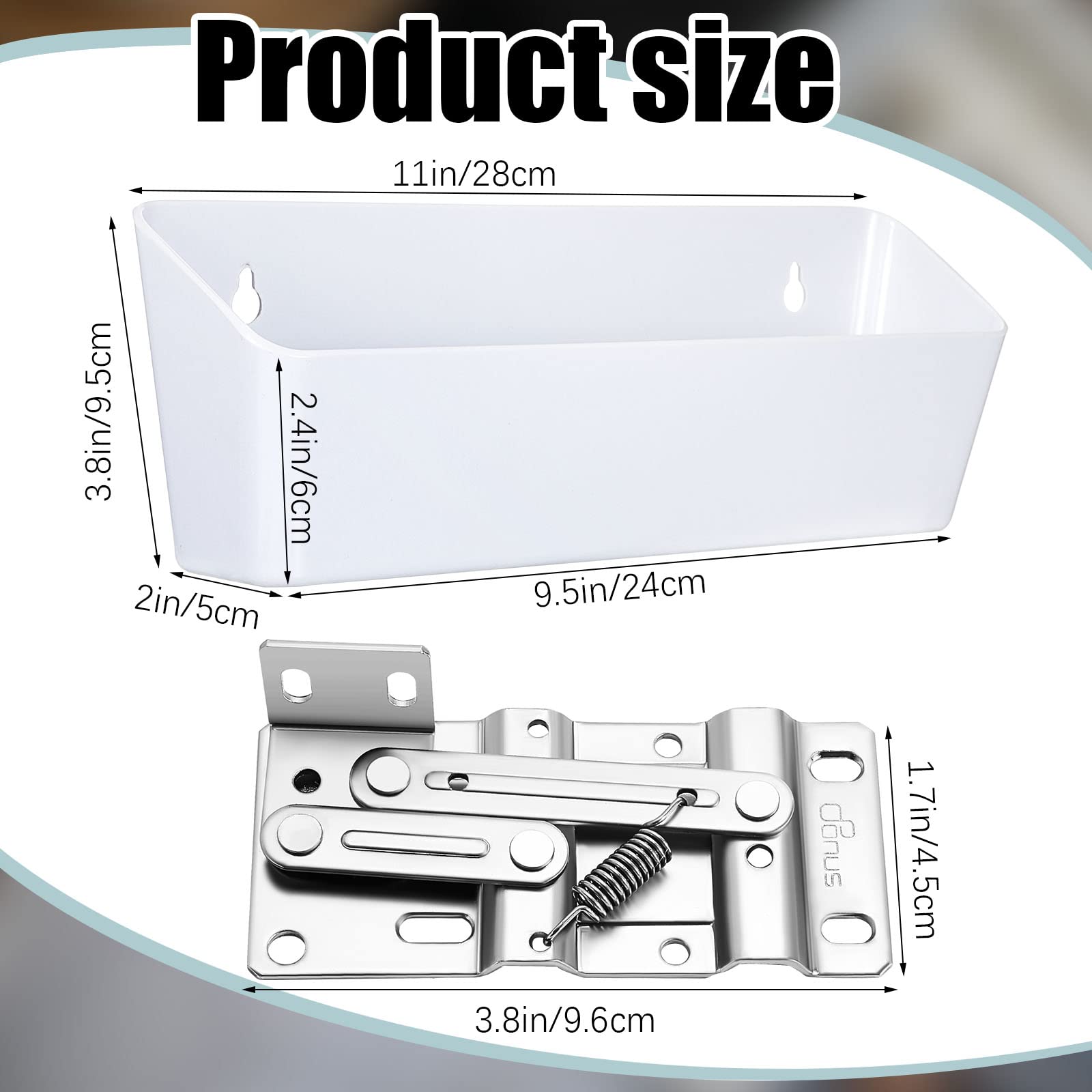 2 Pack Tip Out Tray for Sink with Hinges 11 Inch Front Sink Drawer Tip Out Tray Kit False Drawer Front Clips Flip Sponge Holder for Kitchen, White