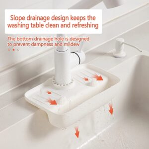 Kitchen Faucet Splash-Proof Draining Rack | Non-Slip Countertop Pad | Storage Rack Mat for Faucet to Keep Sponge | Water Collection Pad | White Rack | Orange Rack (White)