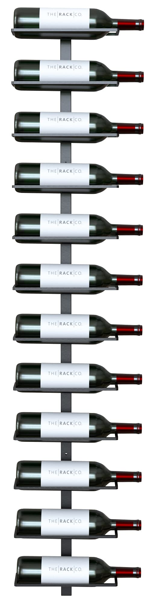 TheRackCo. Wall Series - Center Frame Metal Wall Mount Wine Bottle Rack, Black (6 Bottles)