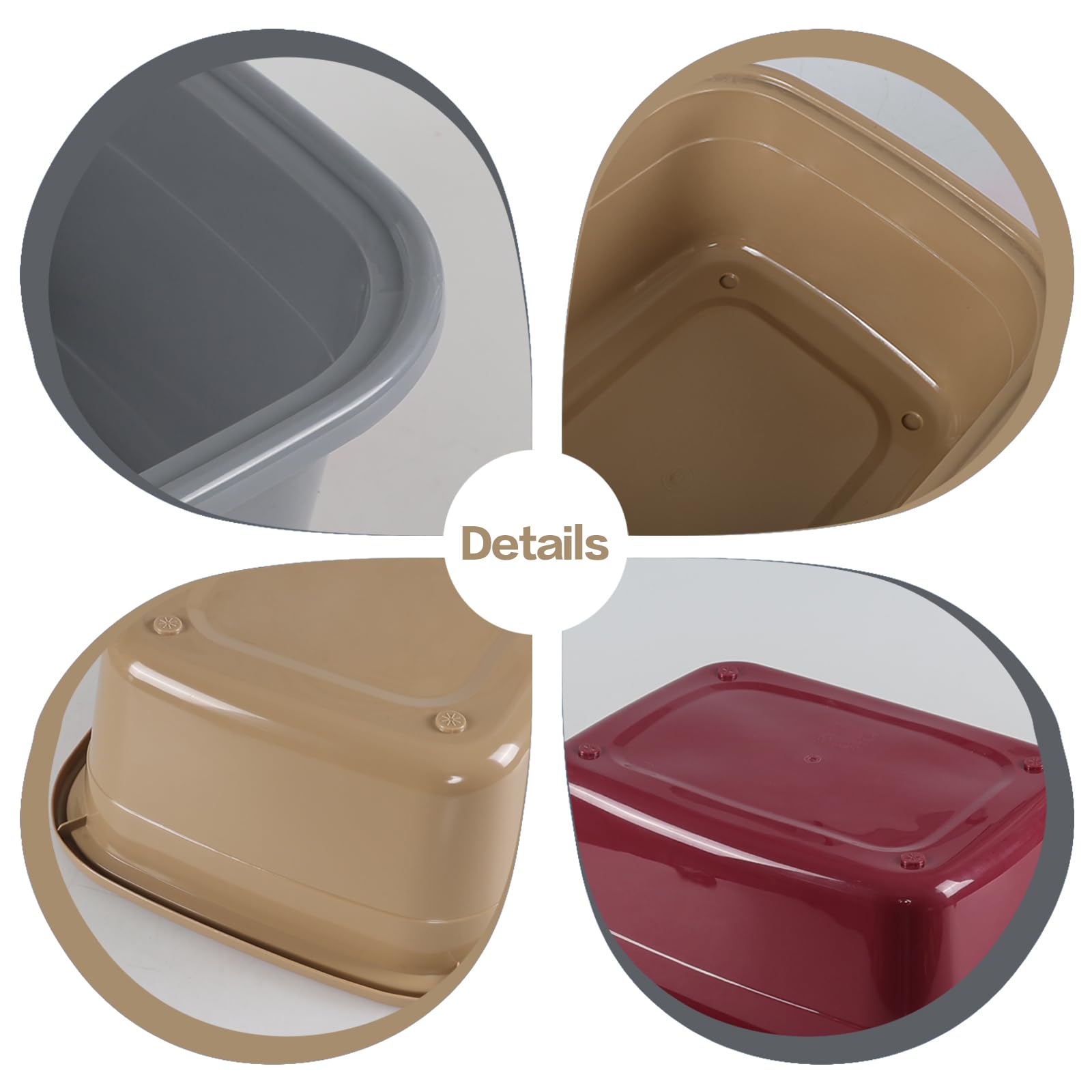 Utiao 18 Quart Wash Basin, Large Dish Tubs, 3 Packs(Dark Red, Grey, Khaki)