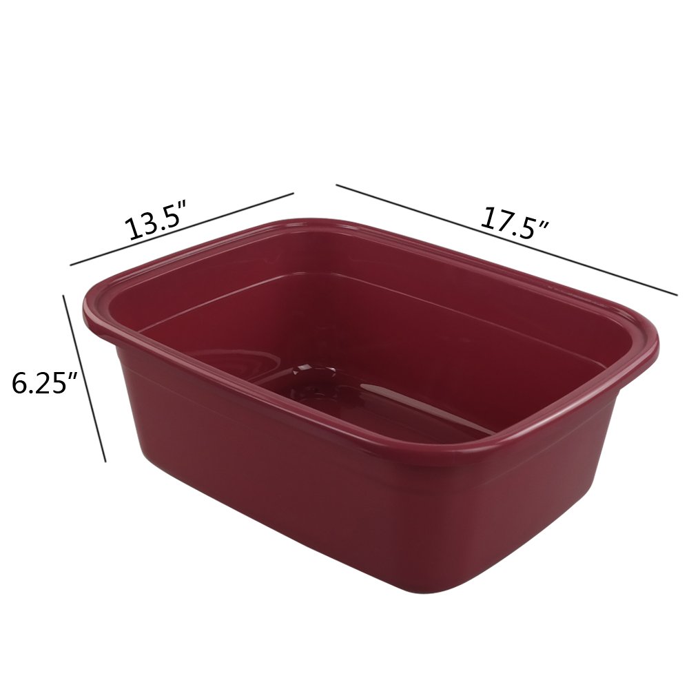 Utiao 18 Quart Wash Basin, Large Dish Tubs, 3 Packs(Dark Red, Grey, Khaki)