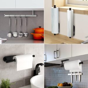 Paper Towel Holders Wall Mount Under Cabinet 13.2In Self Adhesive Drilling Paper Towel Rolls SUS304 Stainless Steel Vertically Horizontally for Kitchen Bathroom Door Inside Outside Rustproof Rack