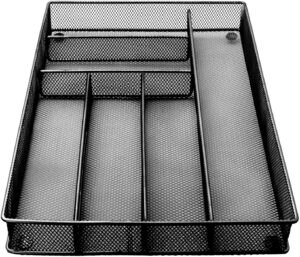 maypes kitchen utensil silverware tray - drawer organizer for flateware - drawer mesh organizer (black)