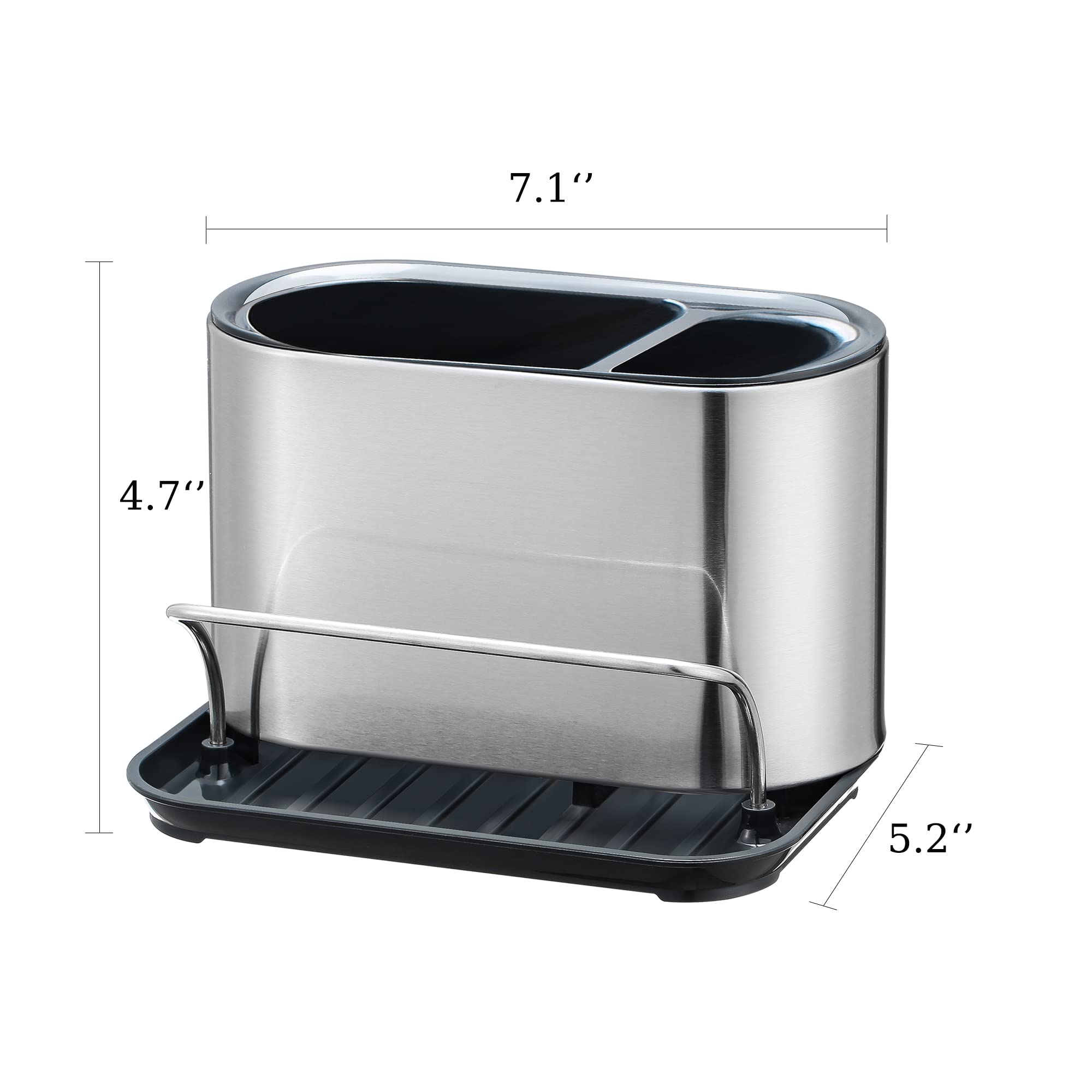 SDlumeiy Stainless Steel and Plastic Sponge Holder, Stainless Steel Sink Caddy, Sponge Holder Organizer 7.1x5.2x4.7 inches，Silver Gray