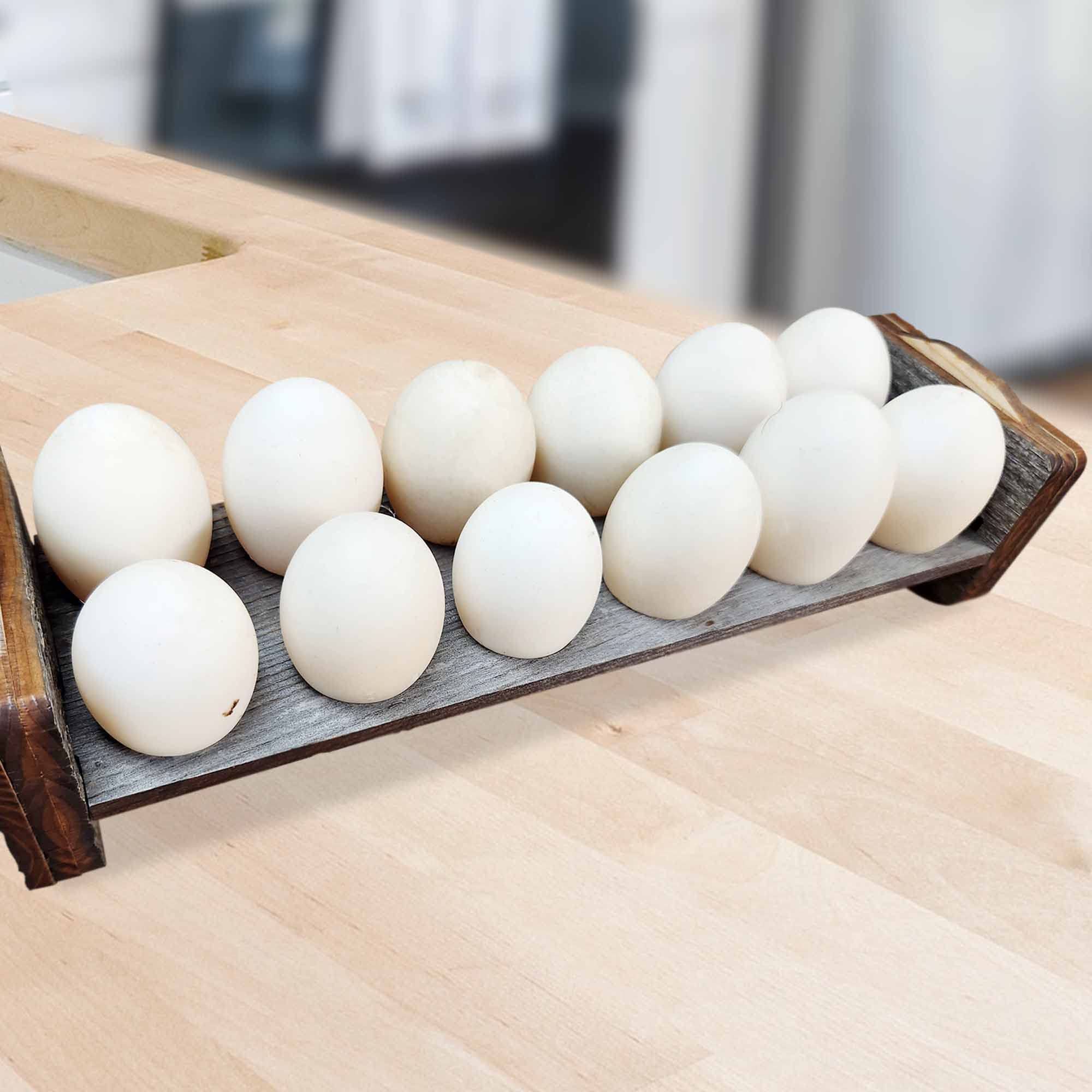 Rockin' Wood Egg Holder Tray- Countertop Stackable Egg Rack For Fresh Eggs - Made in the USA with real rustic reclaimed wood - egg sorter - wood egg tray (Double Tray)