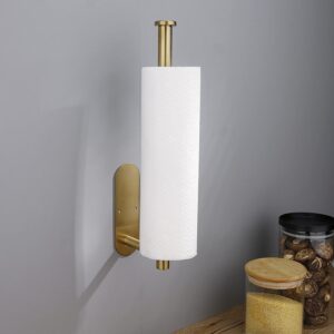 Paper Towel Holder Under Cabinet Wall Mount Paper Towel Rack Kitchen Paper Holder Self Adhensive Jumbo Rolls Paper Towel Holders for Kitchen Bathroom Farmhouse Accessories SUS 304 Stainless Steel,Gold