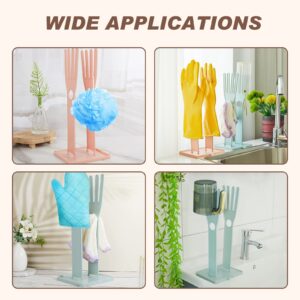 2 Pieces Kitchen Glove Holder Glove Drying Rack Drying Dryer Rack Plastic Mitten Rubber Rack Gloves Hanger Sink Stand Towel Reusable Towel Storage Holders for Sponge Food Bag Organizer, Pink and Blue