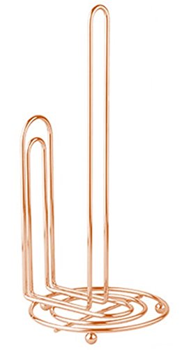 BaHoki Essentials Metal Paper Towel Holder - Countertop Dispenser for Contemporary Modern or Classic Kitchen and Bathroom - Accommodates All Roll Sizes (Copper)