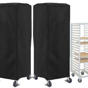 Sealcover 2 Pack Bun Pan Rack Cover, 23x28x64in Black, 210D Light Duty Waterproof and Dustproof Bread Rack Cover, Bakery Single Rack Cover.