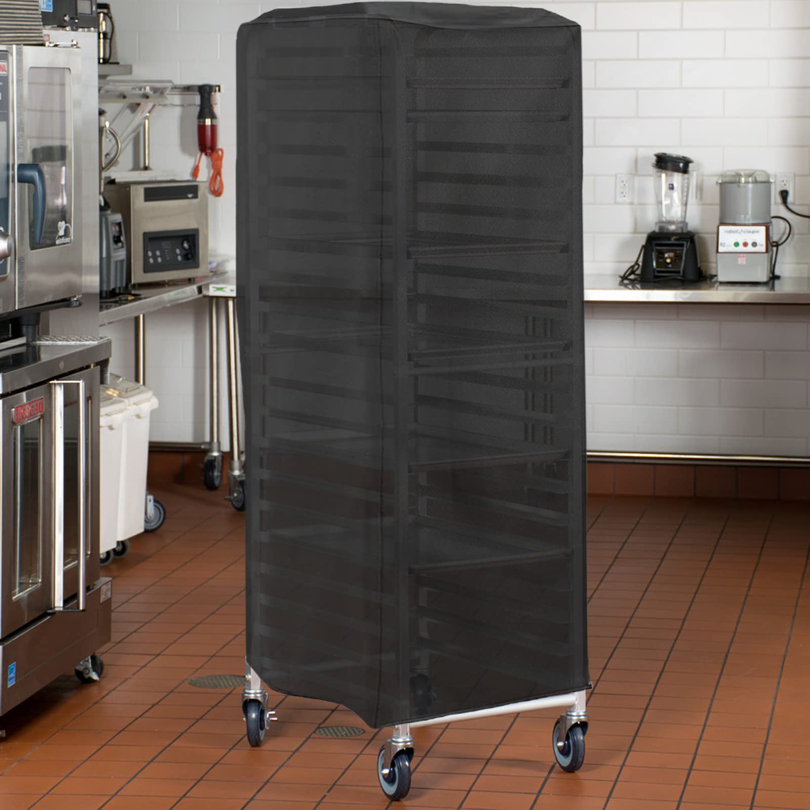 Sealcover 2 Pack Bun Pan Rack Cover, 23x28x64in Black, 210D Light Duty Waterproof and Dustproof Bread Rack Cover, Bakery Single Rack Cover.