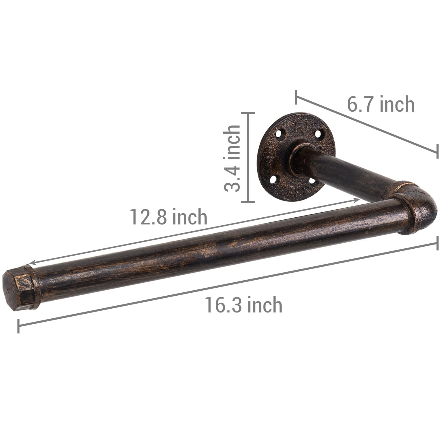 MyGift Wall Mounted Paper Towel Holder with Brushed Bronze Metal Industrial Pipe Finish