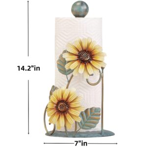 Sunflower-Themed Paper Towel Holder- Indoor Decorative Accent and Practical Accessory for Kitchen & Dining-Beautifully Designed Rustic Farmhouse Stand for Countertops,Complementing Sunflower Dish Sets