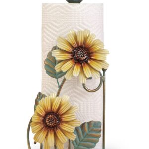 Sunflower-Themed Paper Towel Holder- Indoor Decorative Accent and Practical Accessory for Kitchen & Dining-Beautifully Designed Rustic Farmhouse Stand for Countertops,Complementing Sunflower Dish Sets