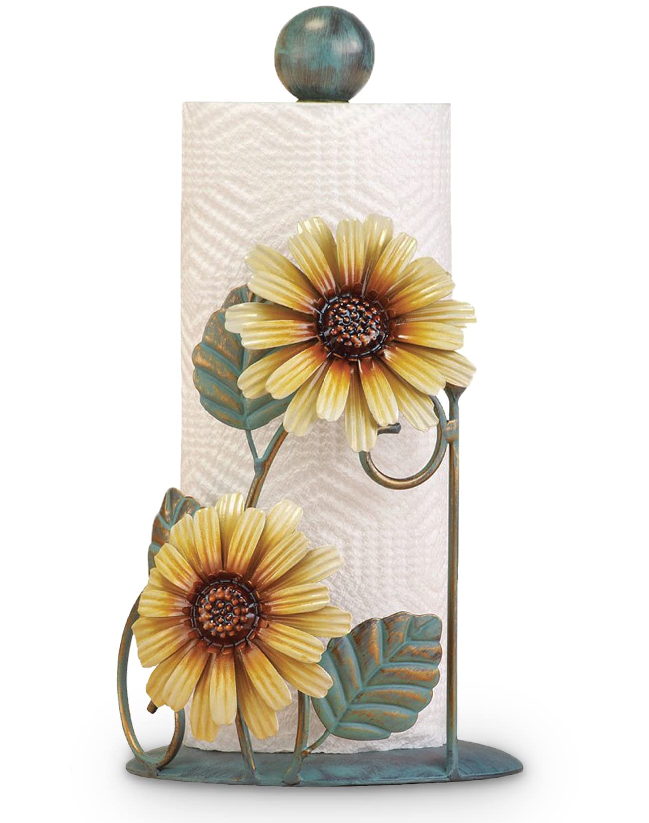 Sunflower-Themed Paper Towel Holder- Indoor Decorative Accent and Practical Accessory for Kitchen & Dining-Beautifully Designed Rustic Farmhouse Stand for Countertops,Complementing Sunflower Dish Sets