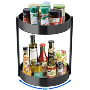 tuehutde 2 tier lazy susan turntable spice rack organizer, 360 degree rotating 10.15'' lazy susan for table, bathroom organizer countertop, cabinet