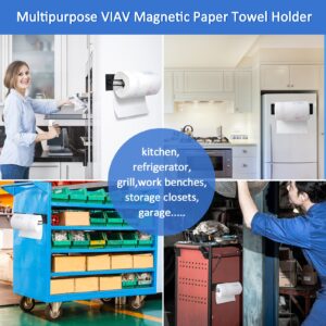 VIAV Outlets 2 PCS Magnetic Paper Towel Holder Bar Strong Magnet Backing Paper Towel Holder Fit for Small Large Paper Towels Multifunctional Use as Hook for Refrigerator, Grill, BBQ,Toolbox,Workshop