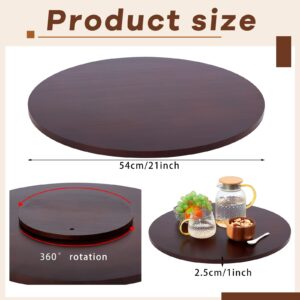 2 Pcs 21 Inch Lazy Susan Organizer Pine Wood Lazy Susan for Table Round Large Lazy Susan Turntable Rotating Dining Room Turntable Spinning Table Tray for Kitchen Cabinet Countertop Storage, Dark Brown