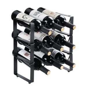 scdgrw wine racks countertop 3 tier stackable wine rack tabletop metal wine storage stand, cabinet wine holder wine storage shelf, hold 9 wine bottles, bottle storage racks fit bar, cabinet