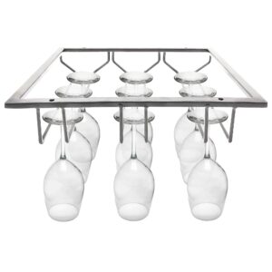 our trading llc Nickel Wine Glass Rack, Wine Glasses Hanger for Cabinet Kitchen Bar, Stainless Steel Storage, Metal Organizer, Under Shelf Stemware Rack