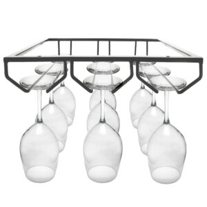 our trading llc Nickel Wine Glass Rack, Wine Glasses Hanger for Cabinet Kitchen Bar, Stainless Steel Storage, Metal Organizer, Under Shelf Stemware Rack