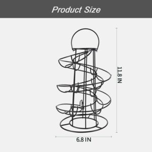 WUHOSTAM Modern Spiraling Design Egg Skelter,Double Stable Base Egg Dispenser Rack,Egg Storage Holder for Raw/Soft Hard Boiled Egg,Black(With Stainless Steel Egg Opener)