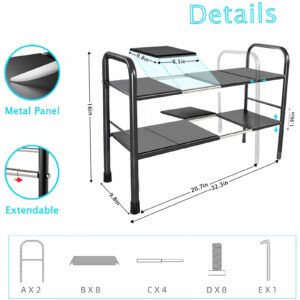 Finneya Under Sink Organizers,Expandable Cabinet Shelf Organizer 2 Tier Under Storage Rack with Removable Panels,Multi-Use for Under Kitchen Bathroom Sink Organizers and Storage