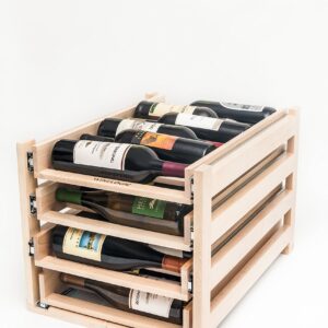 Wine Logic In-Cabinet Sliding Tray Wine Rack, 24-Bottle, Solid Maple Wood, Unstained with Clear Satin Lacquer Finish