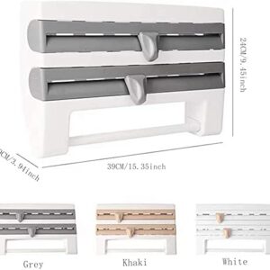 Multifunctional Storage Cutting Rack,4-in-1 Wall-Mount Sauce Bottle Storage Holder, Multi-Function Kitchen Plastic Wrap Cling Film Foil Dispenser with Spice Rack, Household Kitchen Tool Rack