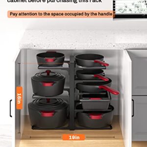 MUDEELA 8-Tier Adjustable Heavy Duty Pan Organizer Rack for Cabinet and Pots and Pans Organizer Rack for Cabinet Bundle