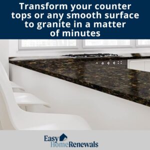 Instant Granite Countertop Vinyl Laminate Sheet | Peel & Stick | Durable Self-Adhesive Paper Resists Heat, Stains, Water | Kitchen & Bath | 36” x 72” | Granite Design | Black (6ft)