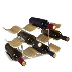 bellglee 12 bottles wine racks countertop for shelf, 3-tier wooden wine bottle holder stand, freestanding wine storage for inside cabinet organizer for home décor, bar and pantry