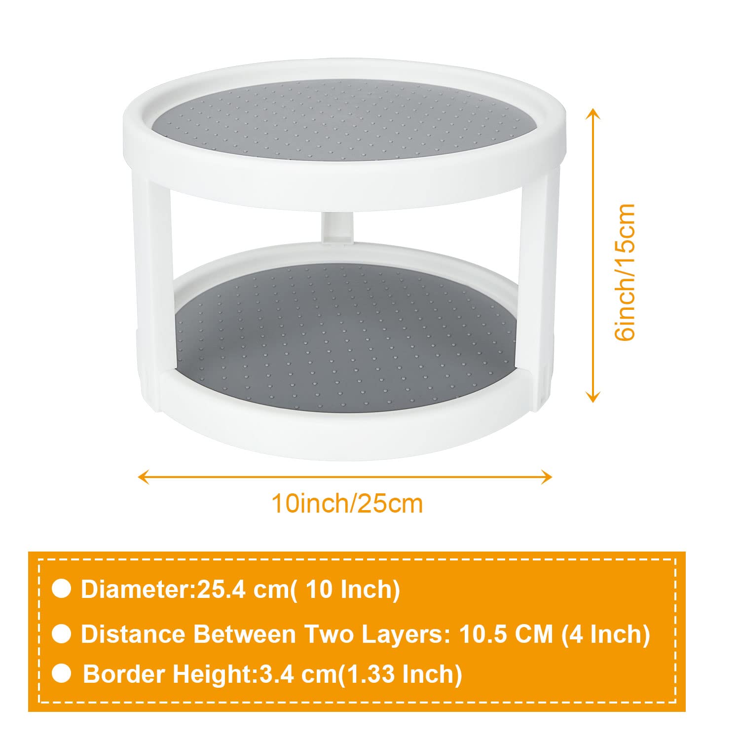 QTLCOHD 2 Pack 2 Tier Lazy Susan Organizer 10 Inch Turntable Lazy Susan Rotating Spice Rack for Cabinet Pantry Fridge Bathroom Kitchen