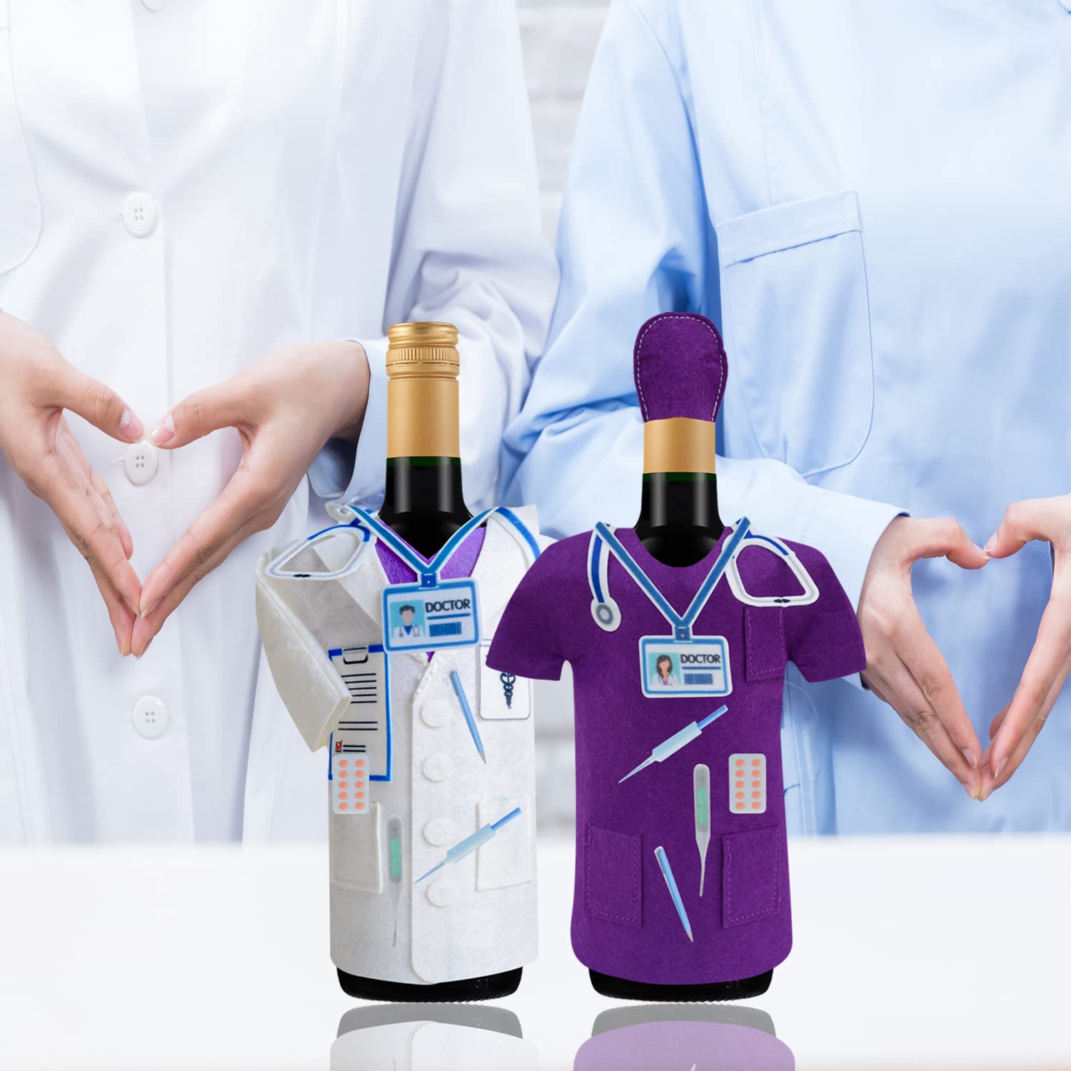 HnoonZ Residency Match Day Gifts,Doctor’s Day Gifts for Doctor,Doctor Wine Bottle Cover,White Coat Ceremony Gift,Wine Doctor Coat,Doctor Themed Gift,Doctor Wine Cover,Medical School Graduation Gifts