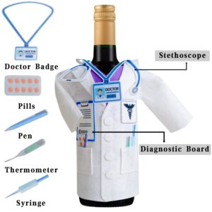 HnoonZ Residency Match Day Gifts,Doctor’s Day Gifts for Doctor,Doctor Wine Bottle Cover,White Coat Ceremony Gift,Wine Doctor Coat,Doctor Themed Gift,Doctor Wine Cover,Medical School Graduation Gifts