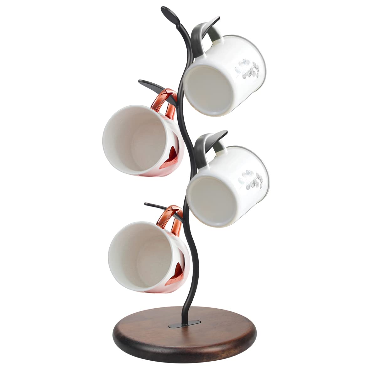 PROFECTUS Mug Holder, 16-inch Wooden Base Mug Holder Stand,Tea Cup Storage Rack Countertop,Suitable for Decoration of Cafe and Kitchen Accessories