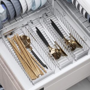 kaileyouxiangongsi Drawer Organizer, Silverware Organizer for Kitchen, Utensil Mesh Drawer Organizer for Chopsticks/Spoon/Fork/Knife, 304 Stainless Steel Drawer Utensil Drying Rack