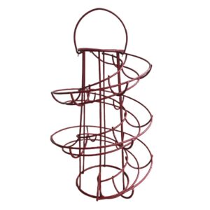 fenteer metal egg wire rack egg spiral rack storage dispenser,fruit display holder storage rack,kitchen design accessory storage tool, red, 18x30.5cm