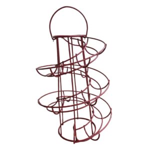 Fenteer Metal Egg Wire Rack Egg Spiral Rack Storage Dispenser,Fruit Display Holder Storage Rack,Kitchen Design Accessory Storage Tool, Red, 18x30.5cm