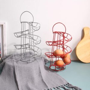 Fenteer Metal Egg Wire Rack Egg Spiral Rack Storage Dispenser,Fruit Display Holder Storage Rack,Kitchen Design Accessory Storage Tool, Red, 18x30.5cm