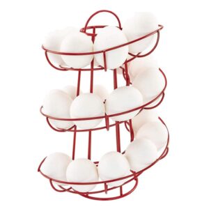 Fenteer Metal Egg Wire Rack Egg Spiral Rack Storage Dispenser,Fruit Display Holder Storage Rack,Kitchen Design Accessory Storage Tool, Red, 18x30.5cm