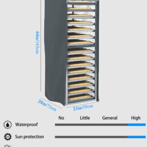 Sealcover Bun Pan Rack Cover, 23x28x64in Grey, High Density Waterproof and Dustproof Bread Rack Cover, Bakery Single Rack Covers.