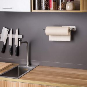 SUNTECH Paper Towel Holder + Towel Holder - Self Adhesive Towel Paper Holder Stick on Wall, SUS304 Stainless Steel