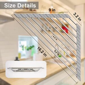 Triangle Roll Up Dish Drying Rack, DXWHYX Over Sink Drying Rack, Stainless Steel Multipurpose Sink Cover for Counter Space in Kitchen, Bathroom, RV, Laundry Room