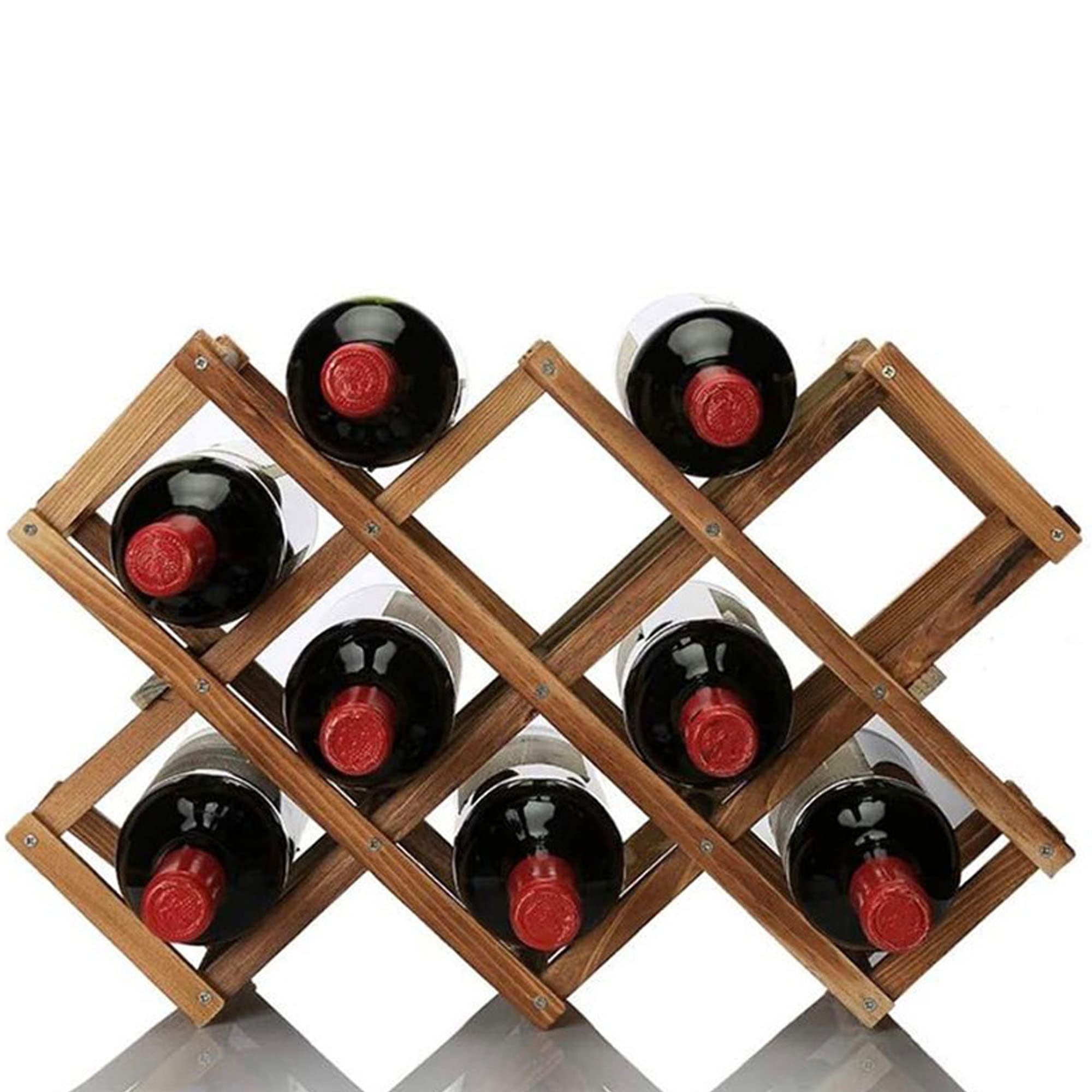 ZLMC 10 Bottles Capacity Foldable Wine Rack,Home Storage Wine Rack, Countertop Wine Racks, Suitable for Families, Bars, Hotels,Wine cellars, Wine Storage cabinets,Restaurants