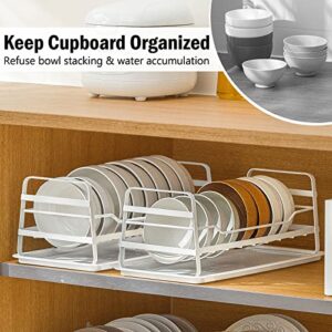 Poeland Bowl Rack with Drip Tray, Pantry Cabinet Organizer Rack for Kitchen Counter Cupboard