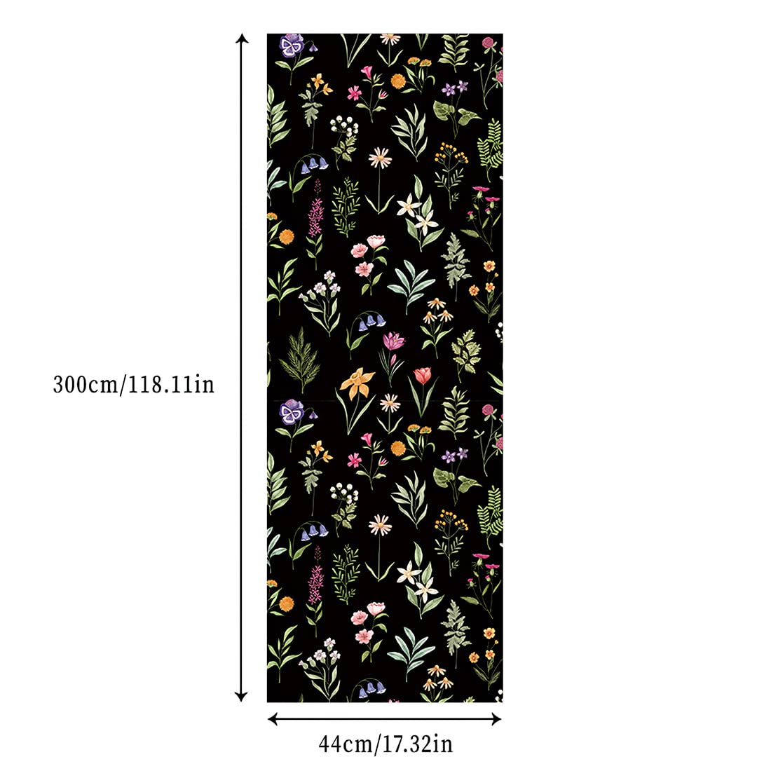 Self Adhesive Dark Floral Shelf Drawer Liner Contact Paper Farmhouse Wallpaper for Walls Kitchen Cabinets Dresser Table Bathroom Bedromm Furniture Decal 17.7X117 Inches