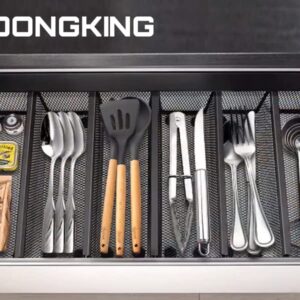 RETOONGKING Stackable mesh drawer organizer,6pc silverware organizer for Kitchen,Utensil metal drawer organizer with Interlocking Arm for Flatware, Knives, Pen, Cosmetic 9 x 3 x 2 Inch