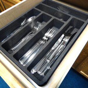 Red Hound Auto Silverware Drawer Organizer 6 Slot Organizational System Utensil Flatware Dividers for Forks Knives RV Non-Slip Tray 15 x 11 x 2.25 Inches Extra Deep Waterproof