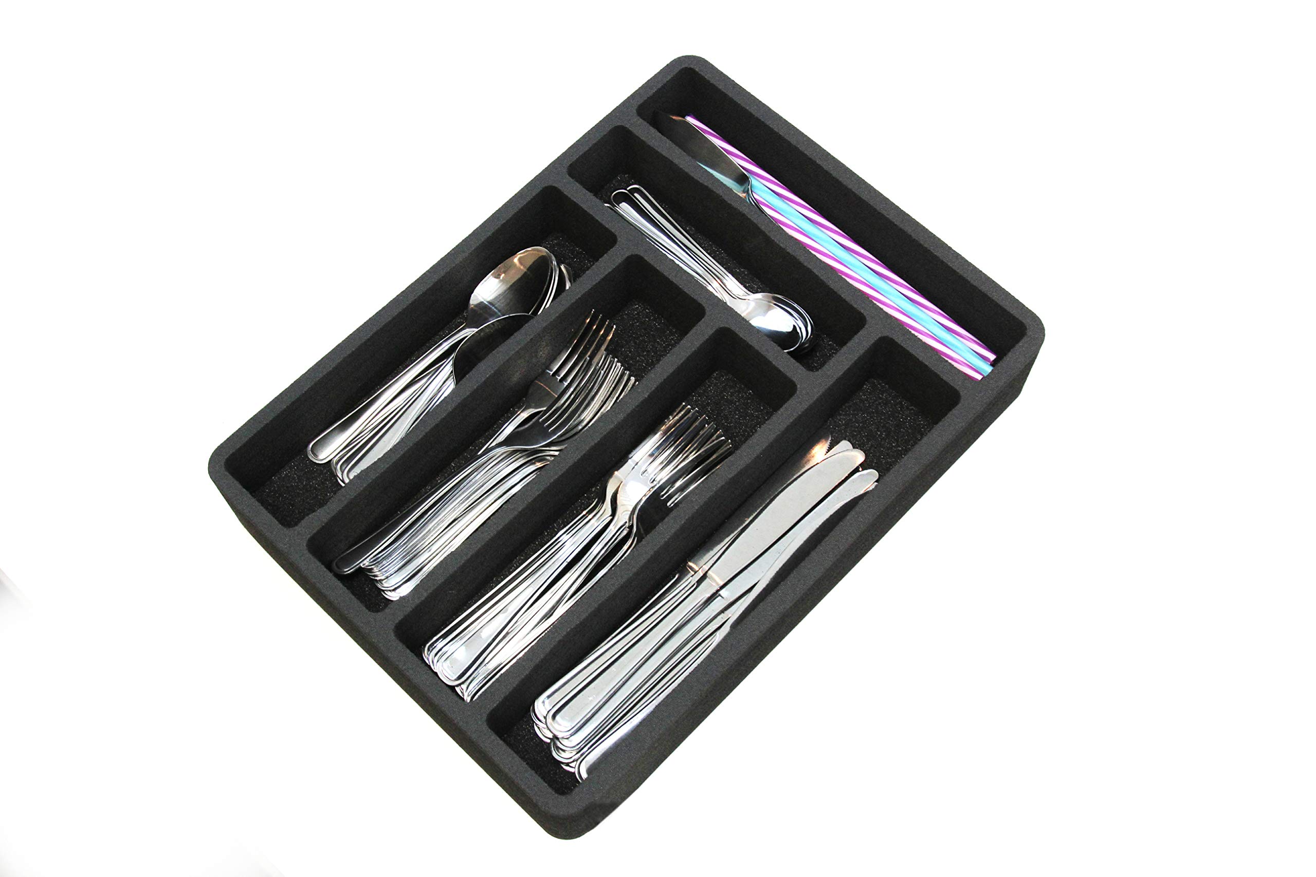 Red Hound Auto Silverware Drawer Organizer 6 Slot Organizational System Utensil Flatware Dividers for Forks Knives RV Non-Slip Tray 15 x 11 x 2.25 Inches Extra Deep Waterproof