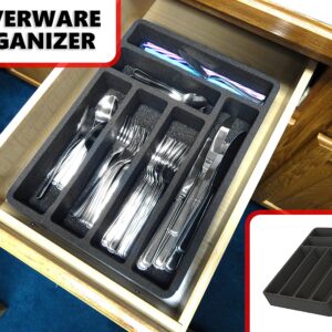 Red Hound Auto Silverware Drawer Organizer 6 Slot Organizational System Utensil Flatware Dividers for Forks Knives RV Non-Slip Tray 15 x 11 x 2.25 Inches Extra Deep Waterproof